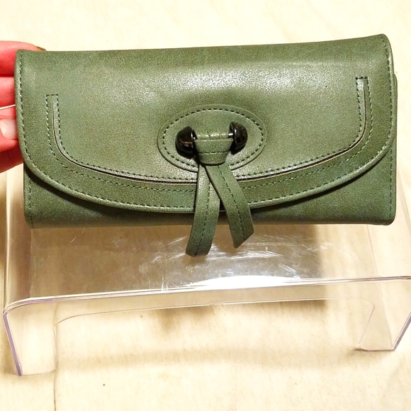 Bags | Nwt Faux Leather Sage Green Trifold Wallet | Poshmark